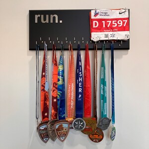 Running Medal Holder With 3D Lettering, Gray or Black With 3D Aluminium ...