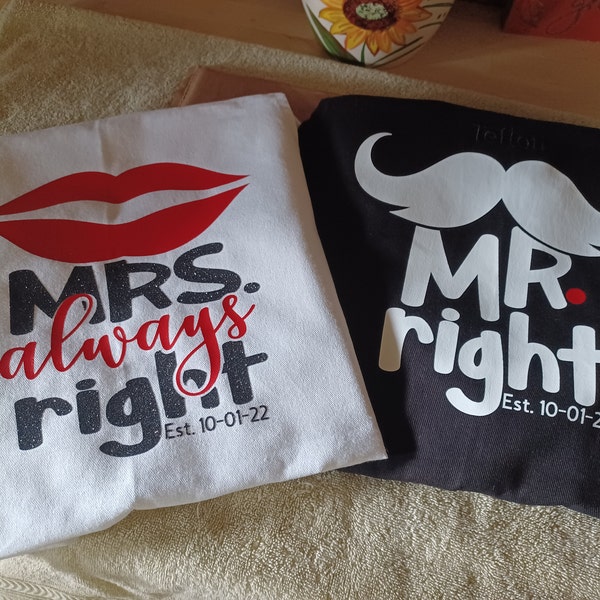Mr Right / Mrs Always Right SVG Cut Files | Commercial Use | Instant ...