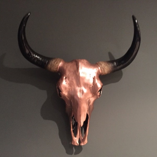 Metallic Copper Faux Cow Skull With Horns - 3 Sizes Available - Etsy