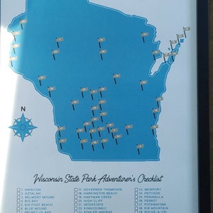 Wisconsin State Parks Map & Checklist | 11x17" Print - Etsy