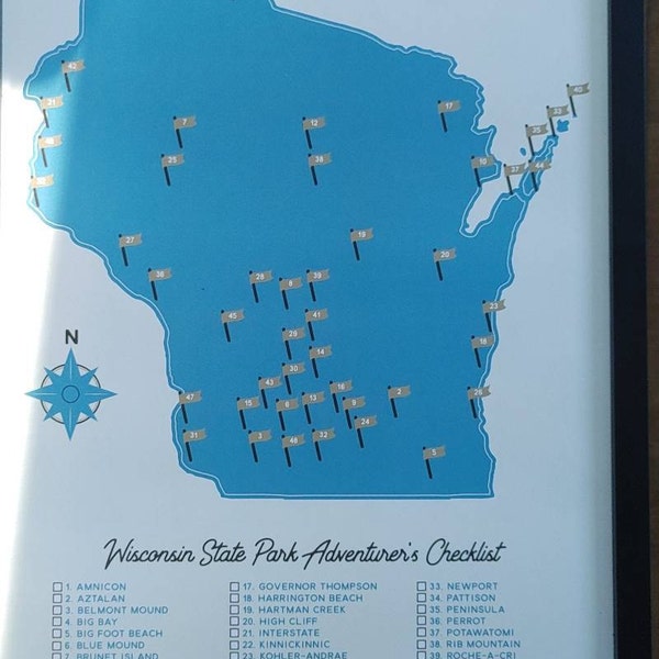 Wisconsin State Parks Map & Checklist | 11x17" Print - Etsy
