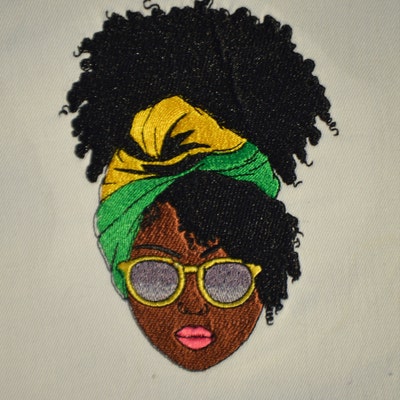 Afro Woman Machine Embroidery Design, Black Girl Embroidery Design ...