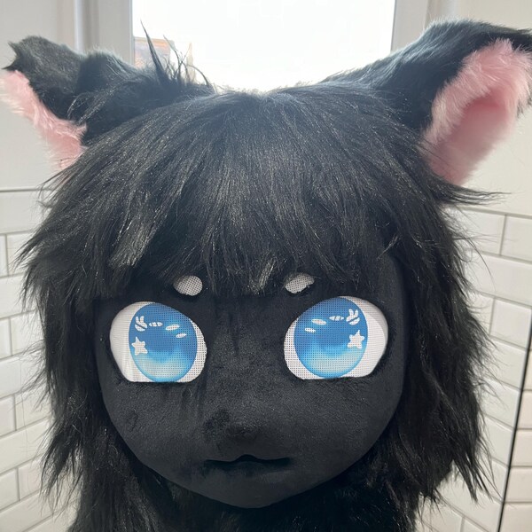 Pink-bombing Star Eye Kitty Fursona Kig Mask Head, Cosplay Furrysuit ...