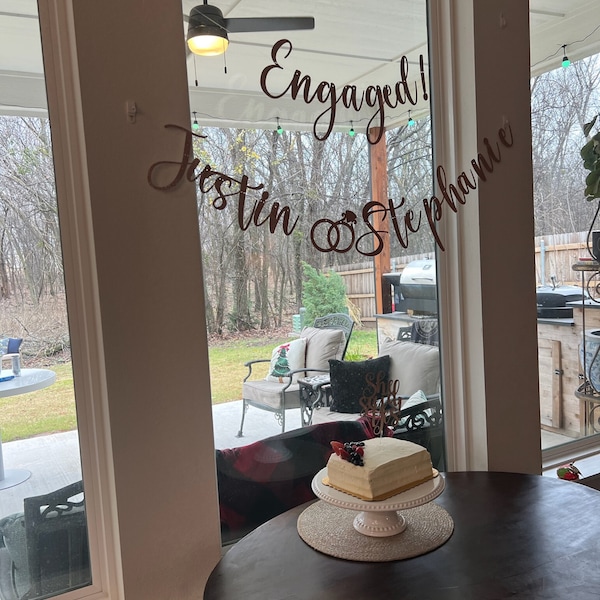 PERSONALIZED She Said Yes | Engagement, Dusty Rose Banner, Minimalist ...