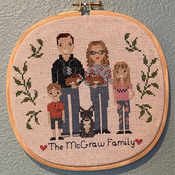 Personalized Family Portrait From Photo Custom Cross Stitch Pattern ...