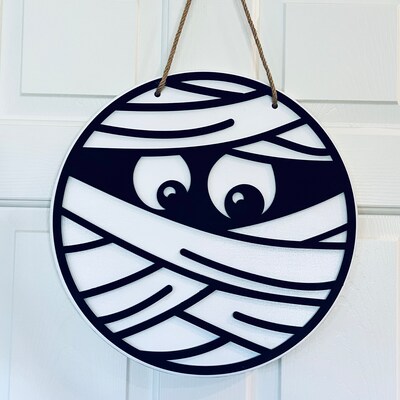 Round Mummy SVG for Cricut, Halloween Round Sign Design, Cute Mummy ...