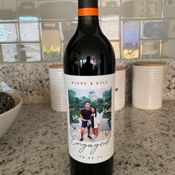 Custom Photo Label, Engagement Gifts for Couple, Newly Engaged Couple ...