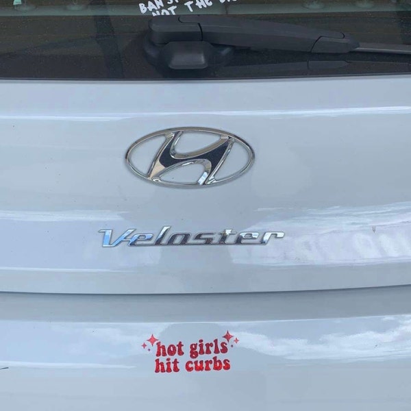 Hot Girls Hit Curbs Car Mirror Decal, Bumper Sticker, Retro Bumper ...