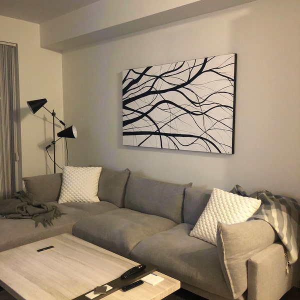 Textured Tree Painting Large Framed Wall Art Warm and Light Earth ...