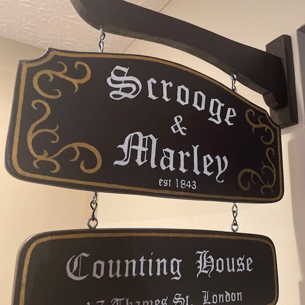 Scrooge & Marley Deluxe Hanging Sign - A Christmas Carol - Double Sided ...