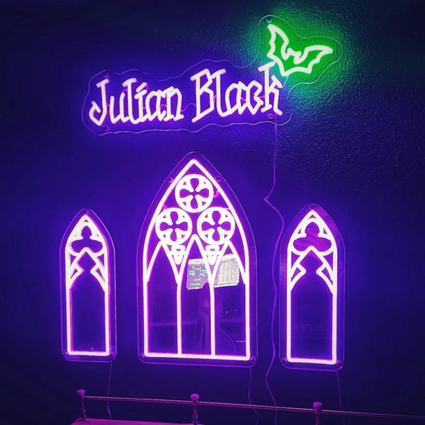 Gothic Mirror Neon Sign: Cathedral Arch Window, Goth Decor, Christmas ...