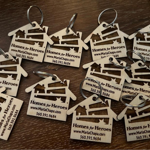Custom Realtor Keychain, Personalized Wood House Or key Shape, Unique ...