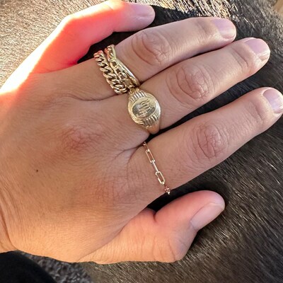 Solid Gold Paperclip Chain Ring, 14k Gold Chain Ring, Paperclip Links ...