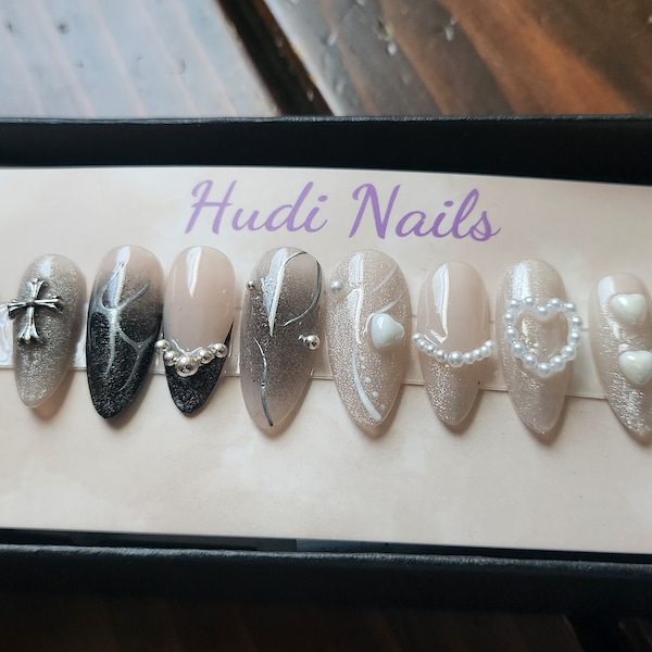 Freestyle 3D Gel Nails: Trendy Press on Nails With Pearl Designs | Gel ...