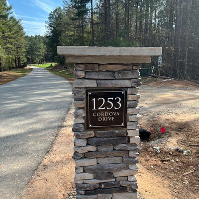 Stone Address Plaque With Engraved Numbers. Address Sign Made From ...