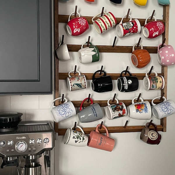 Mason Jar Storage and Display Rack, Wood Wall Rack, Glass Storage, Wood ...