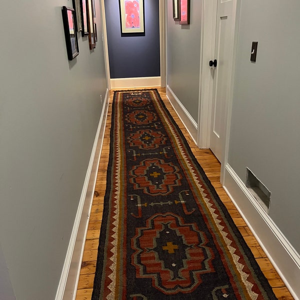 Handmade Kilim Runner Rug for Home Decor/ Handwoven Wool and Jute ...
