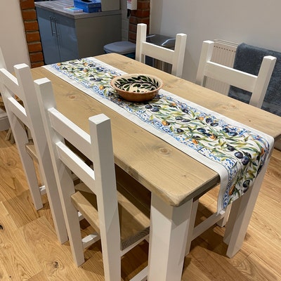 Rustic, Farmhouse Dining Table and 4 Chairs 800 X800 in White Cream or ...
