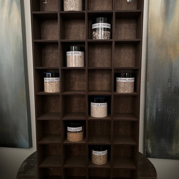 32 Compartment Wooden Display Shelf Trinket Shelf Curio Cabinet Knick ...