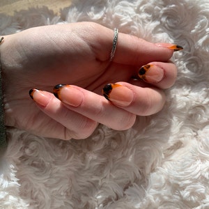 Tortoise Shell Nails French Tip Nails Press on Nails - Etsy