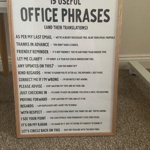 Office Email Phrases Print | Passive Aggressive Office Humour | Funny ...