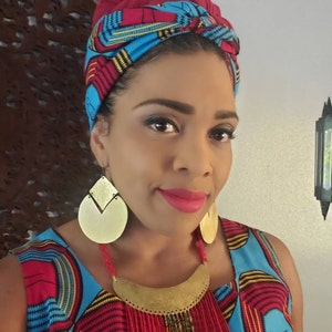 Large African Earrings Ethnic Gold Earrings Gold Hoop Earrings Dangle ...