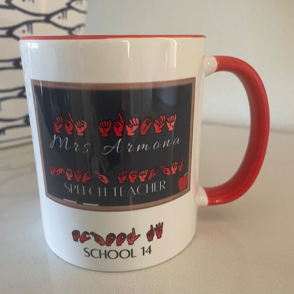 ASL Purple Flower Personalized Coffee Mug, Custom ASL Mug, Sign ...