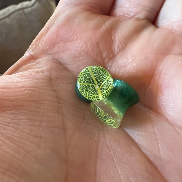 Real Leaf Ear Plugs, Green Gauges, Skeleton Leaves Plug Piercing ...