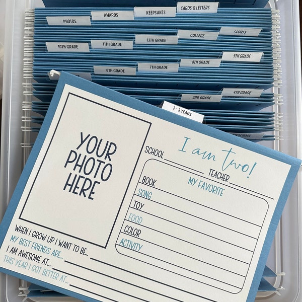 School Memory Box Printable NB - 12th Grade | Bright Colors | Baby ...