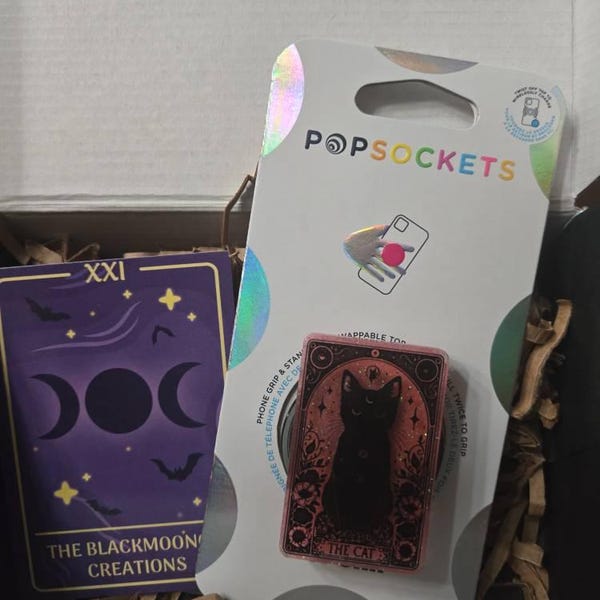 Black Cat Tarot Card Swappable Popsocket™, Halloween Phone Grip - Etsy