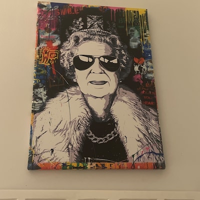 BANKSY QUEEN ELIZABETH Wall Art Banksy Canvas Banksy Queen Print Banksy ...