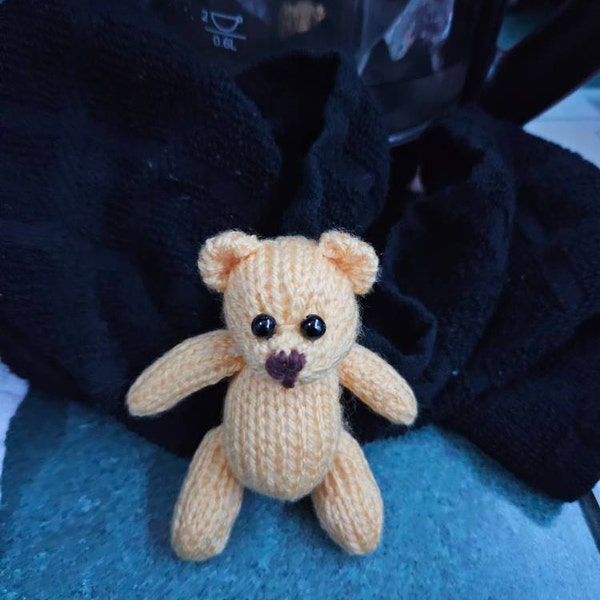 PDF Tiny Teddy Bear Knitting Pattern • Flat Knit on 2 Needles • 8cm ...