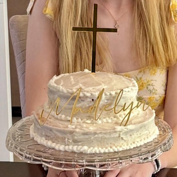 Custom Baptism Cake Charm | Cross Cake Charm | Personalized First ...