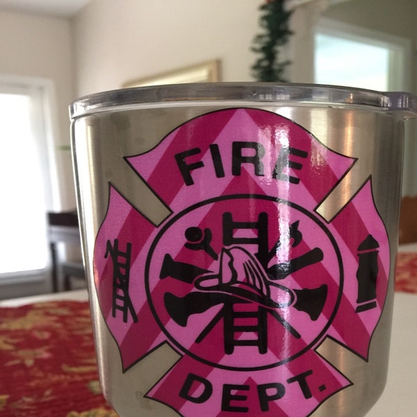 PINK Fire Department Firefighter EMT EMS Paramedic Decal Breast Cancer ...
