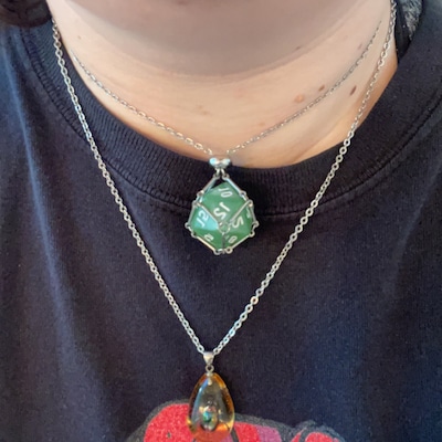 Removable D20 Dice Cage Necklace With Metal Chain D20 Dice Cage ...