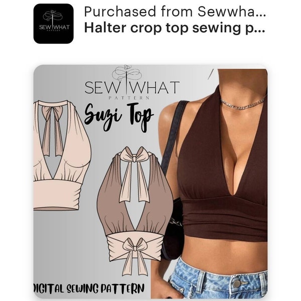 Halter Crop Top Sewing Pattern| Women Sewing Pattern Crop Top Sewing ...