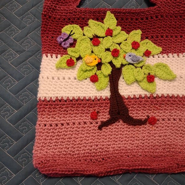 Crochet Pattern Tree Apple Bird Ladybug Butterfly Applique Patch US ...