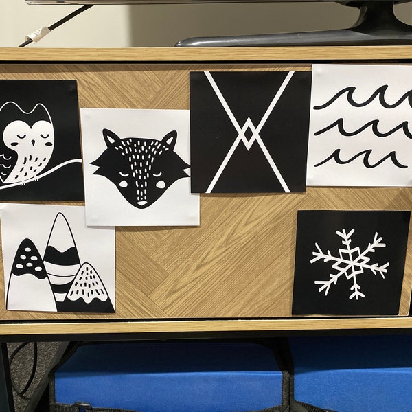 120 High Contrast Baby Cards Bundle: Black and White Montessori Infant ...