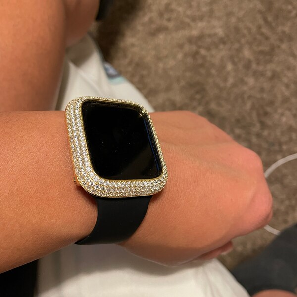Iced Out Gold Apple Watch Band Stainless Steel Swarovski Crystals for ...