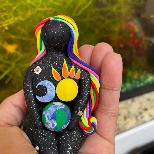 Mother Goddess Universe - Polymer Clay Figurine Divine Feminine Sparkly ...