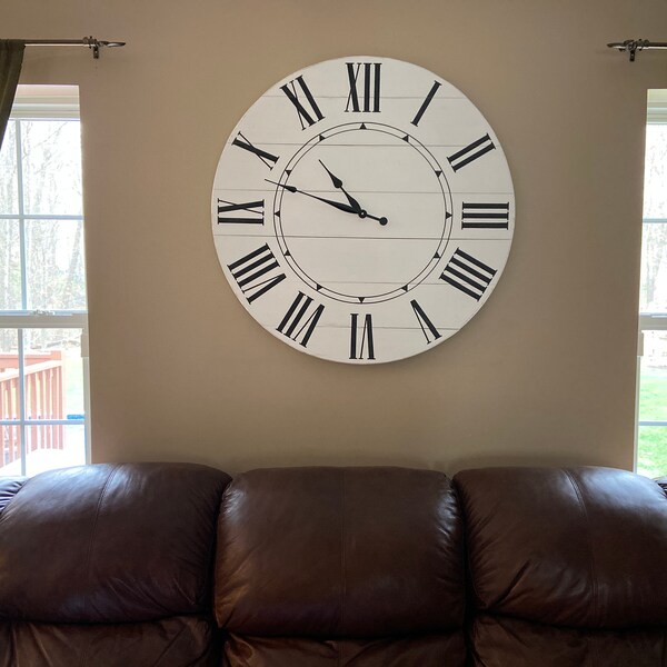 The Sidney Farmhouse Clock - Rustic Clock - Oversized Wall Clock - Big ...