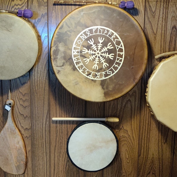 Helm of Awe W/ Elder Futhark Runes Nine Worlds Drum, Deer, Elk or Horse ...