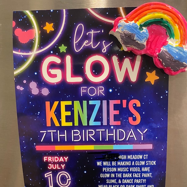 Neon Glow Party Invitation for Kids | Rainbow Glow in the Dark Theme ...