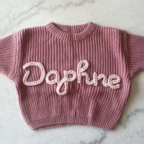 Personalized Hand Embroidered Name Baby Sweater, Monogrammed Kids ...
