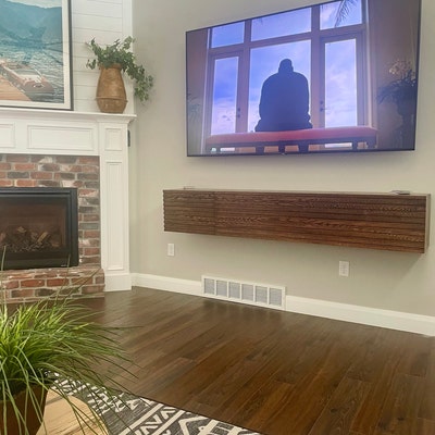 Modern Farmhouse Custom Color Solid Wood Hardwood Floating TV Console ...