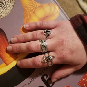 Baphomet Pentagram Caduceus Ring for Unisex Made of Sterling | Etsy