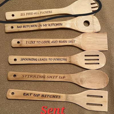 Personalized Funny Wooden Spoon Set,custom Kitchen Spoons,funny Spoon ...