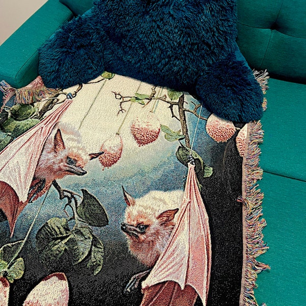 Pastel Pink Cottagecore Bat Blanket | Whimsical Dark Academia Decor ...