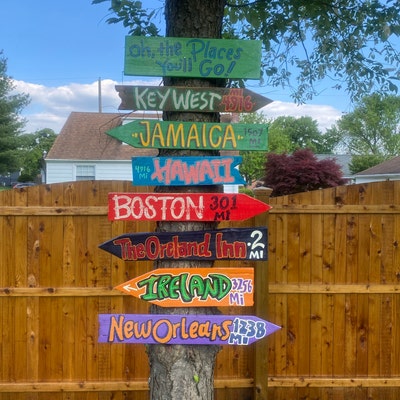 Set of 7 Directional Signs Tiki . Fairy Tale Destinationdirectional ...