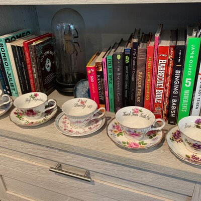 FREE SHIPPING-4 Customizable Porcelain Rude Teacup and Saucer - Etsy